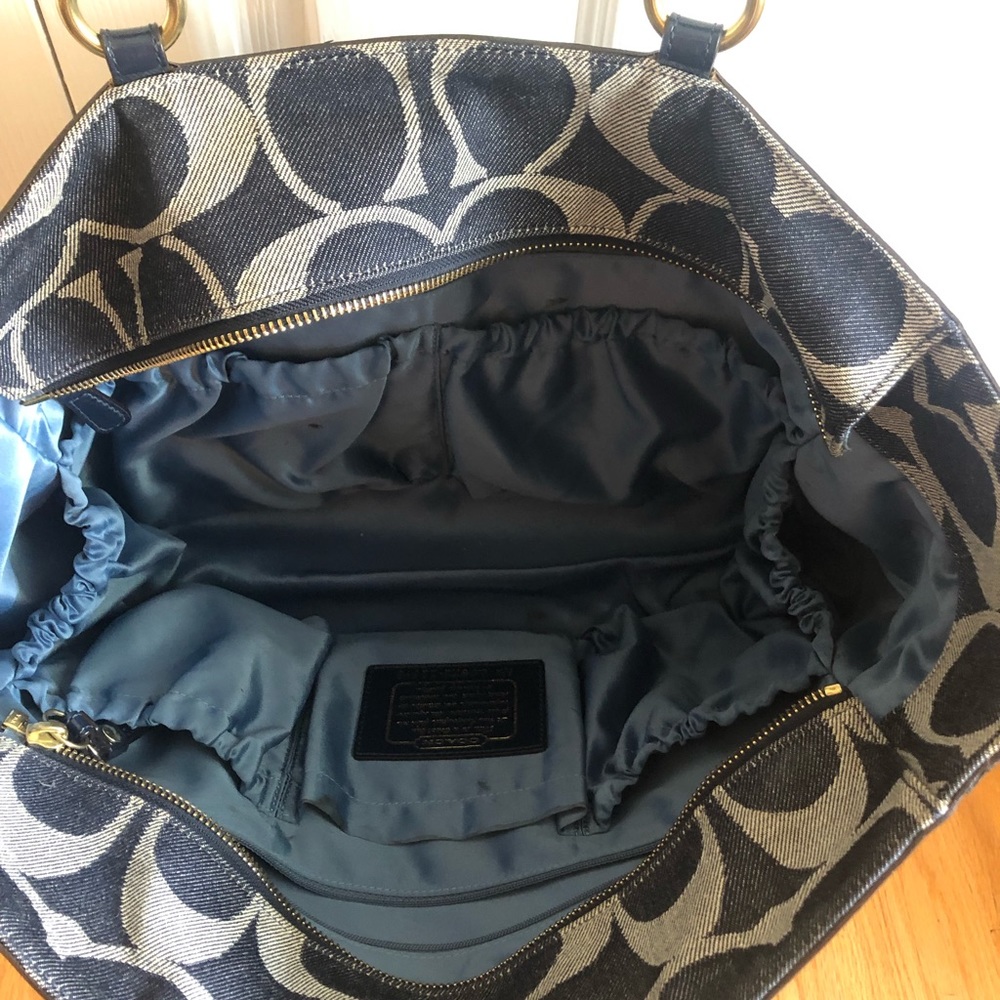 Coach Signature Stamp Denim Large Tote - Gem